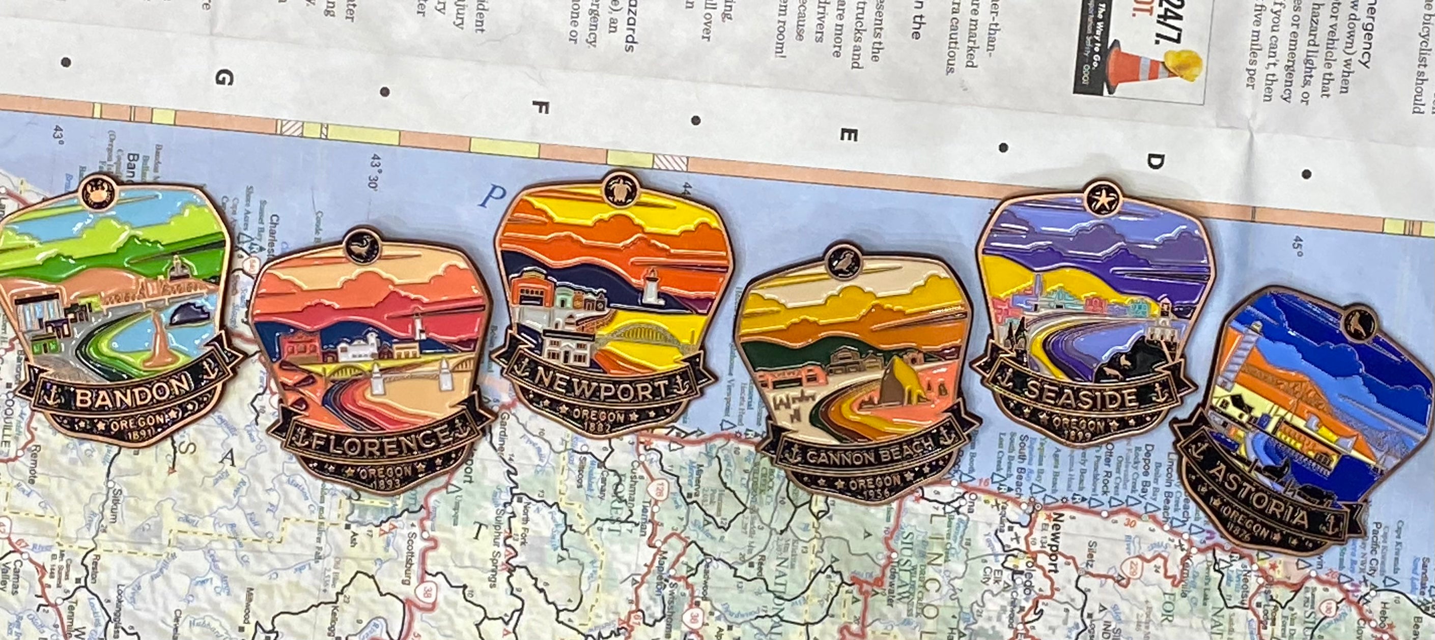 Enamel Magnets - Oregon Coastal Towns – Landmarks Unlimited