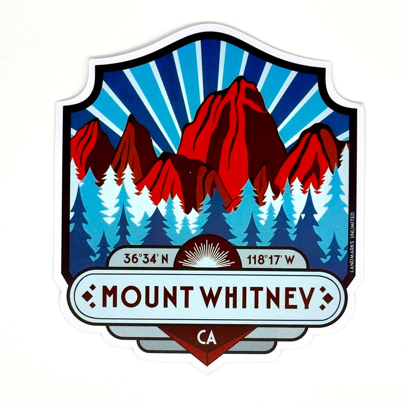 Mount Whitney California - 4" Vinyl Sticker – Landmarks Unlimited