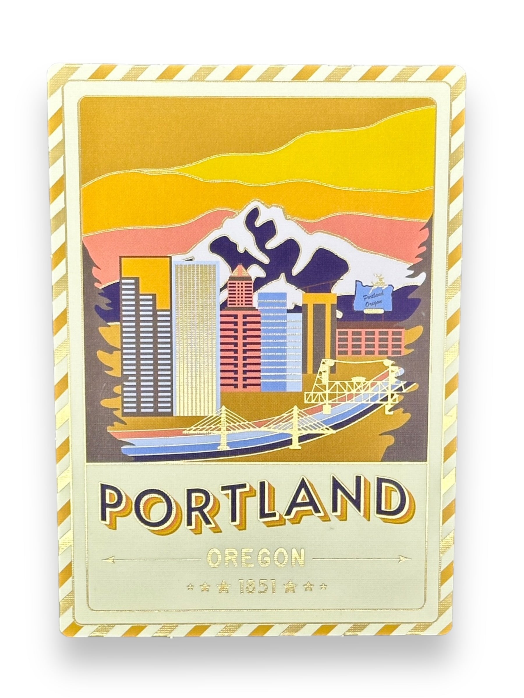 Portland, Oregon - Postcard - Textured Foil – Landmarks Unlimited