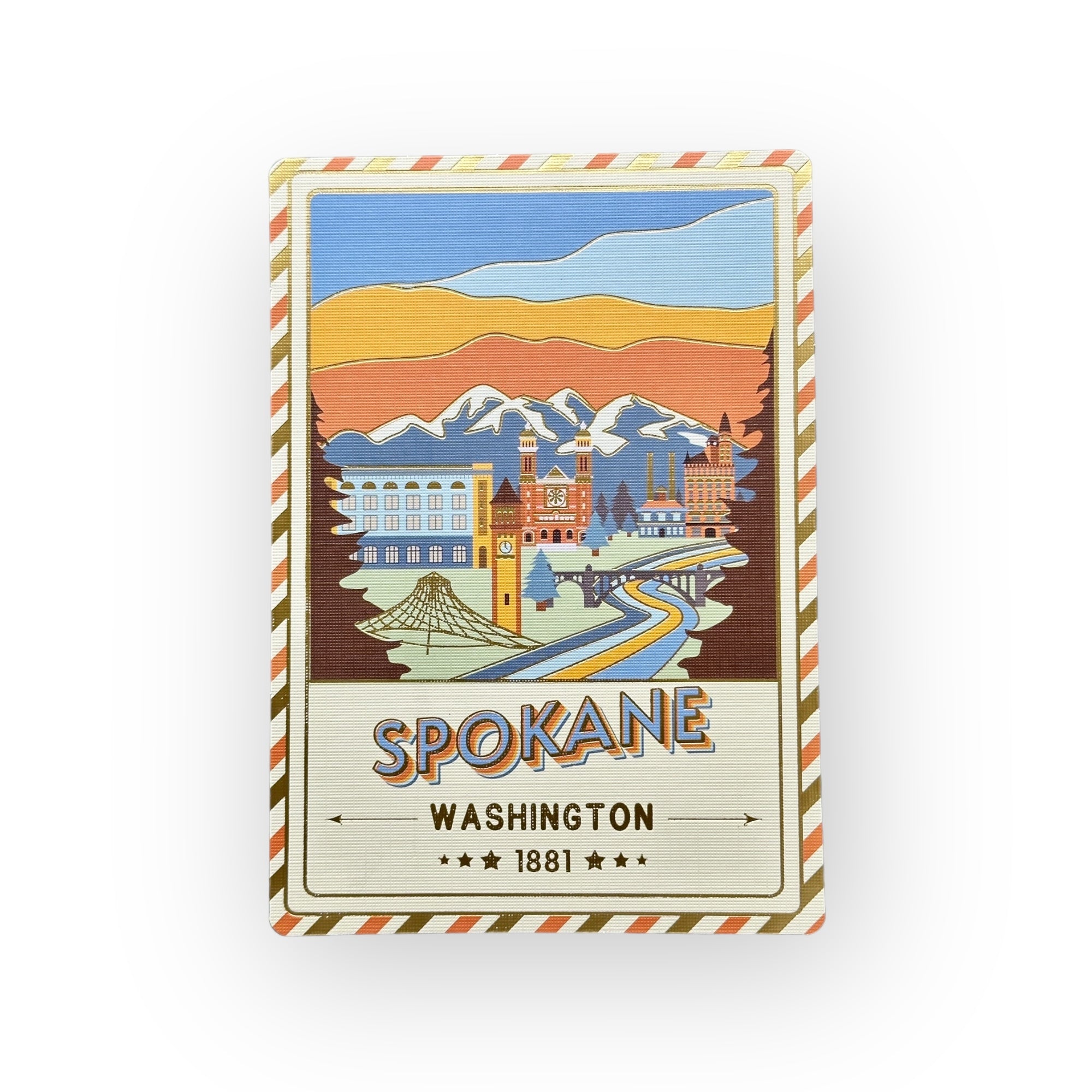 Spokane - Washington - Postcard - Textured Foil – Landmarks Unlimited