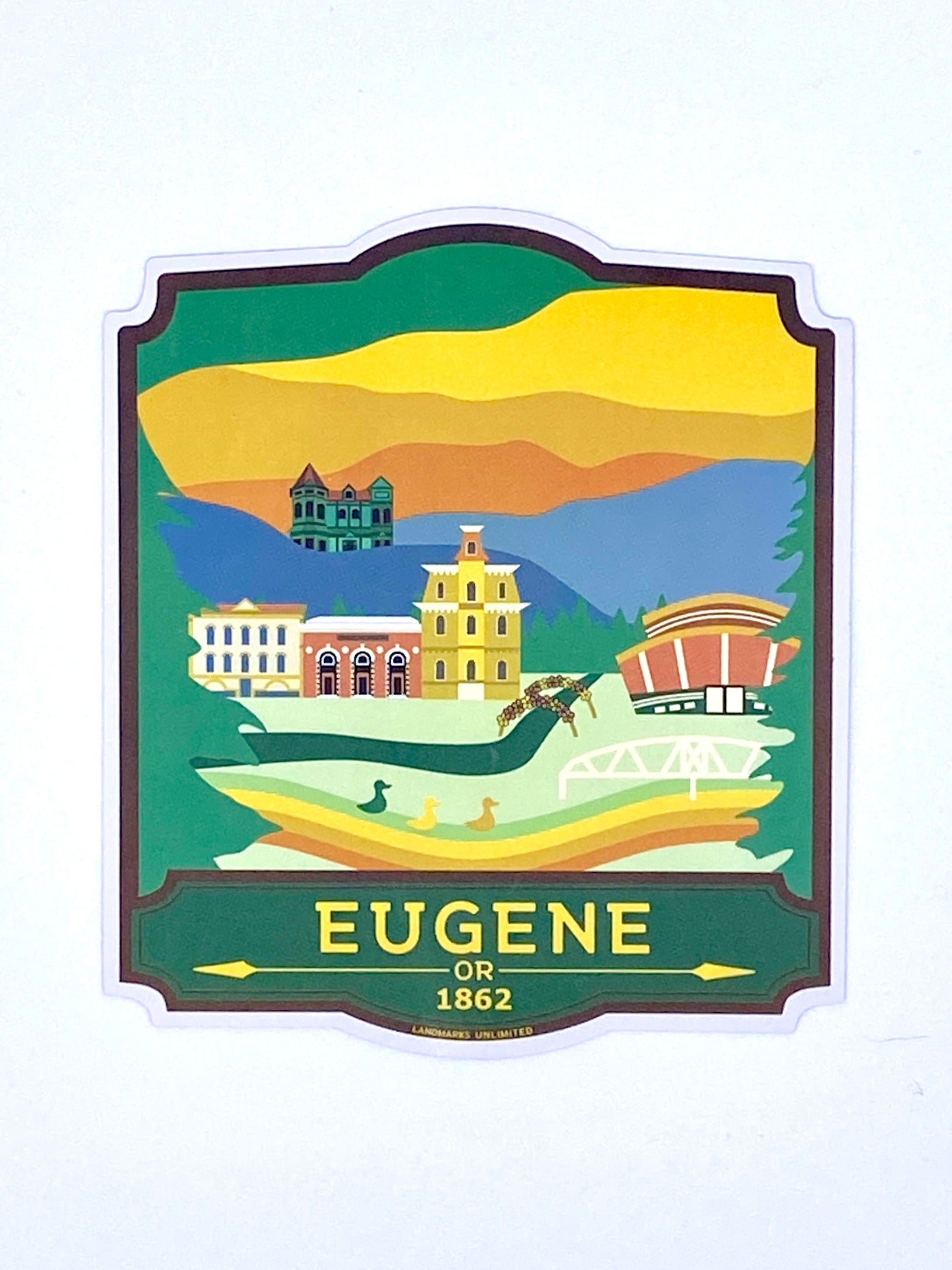 Eugene, Oregon - 4" Vinyl Sticker – Landmarks Unlimited