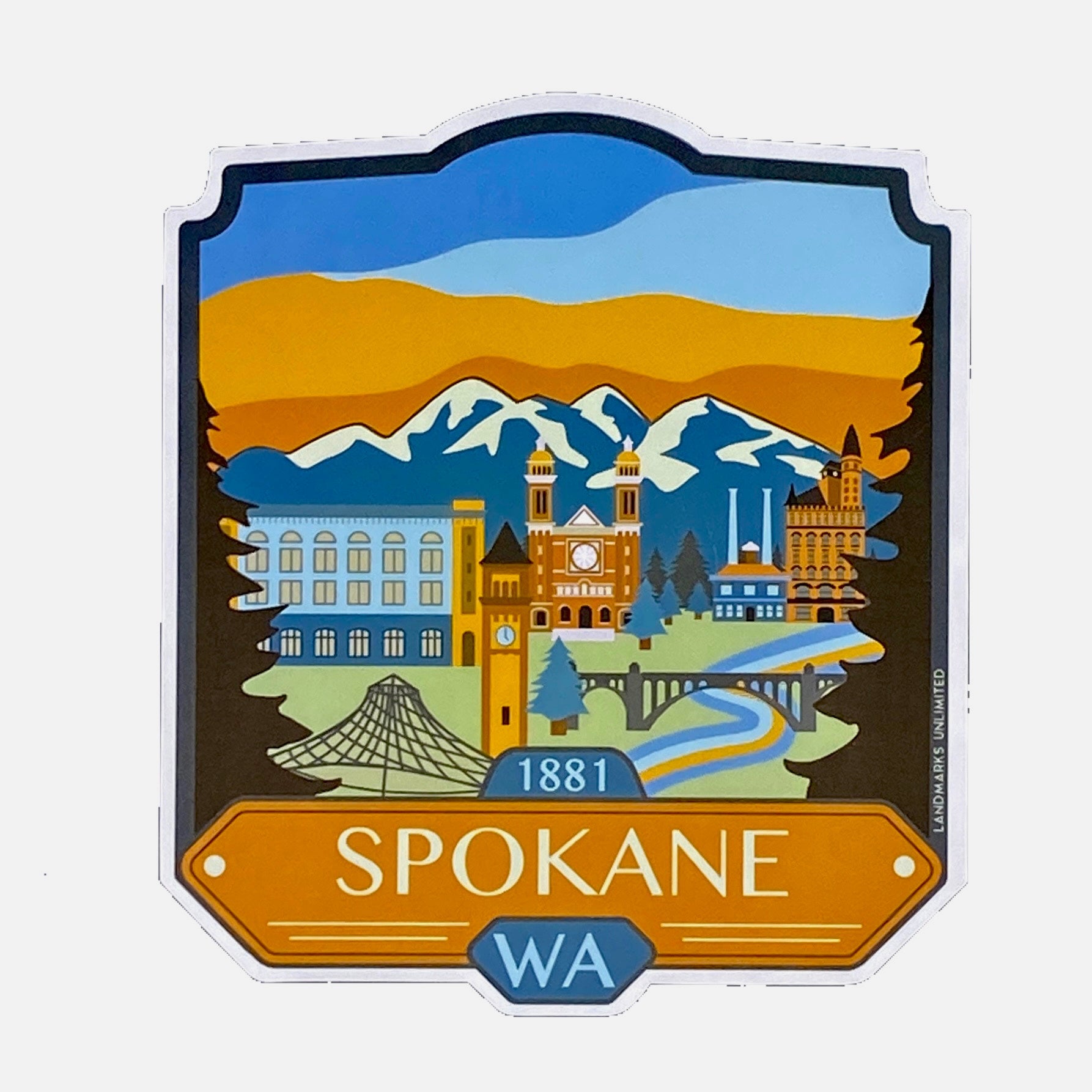 Spokane Washington - 4" Vinyl Sticker – Landmarks Unlimited