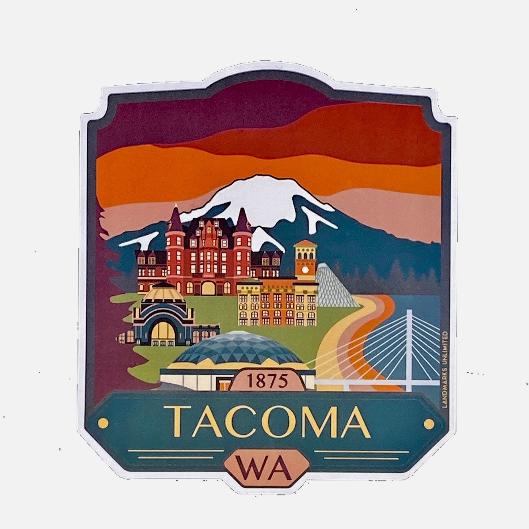 Tacoma Washington - 4" Vinyl Sticker – Landmarks Unlimited