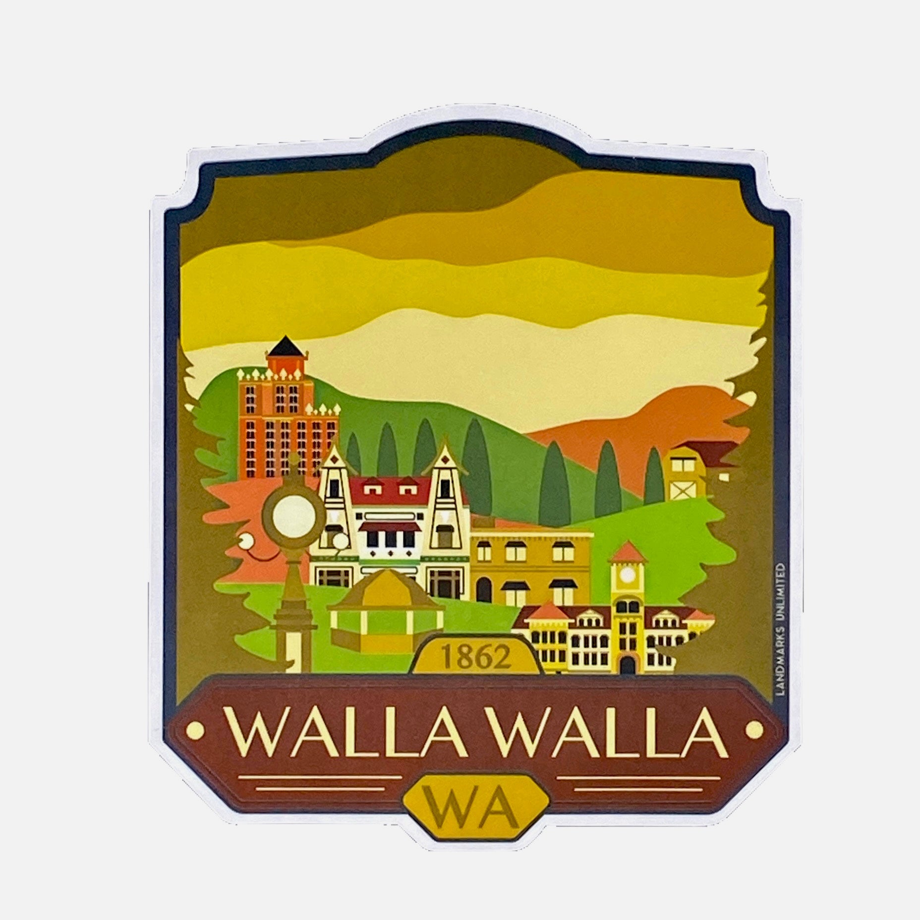 Walla Walla Washington - 4" Vinyl Sticker – Landmarks Unlimited